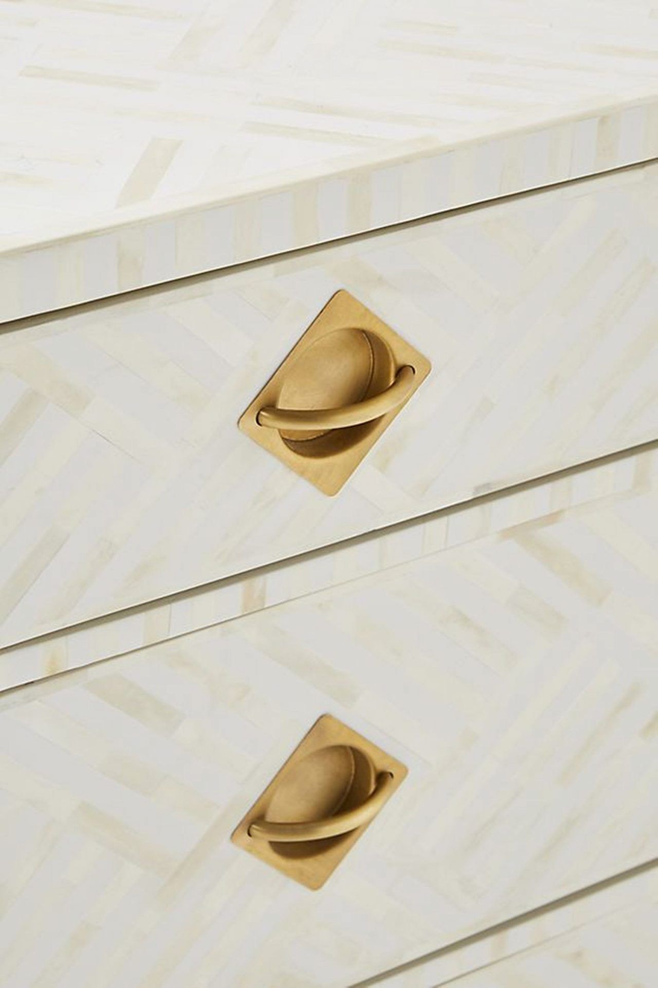 Bone Inlay Chest of 3 Drawers Stripe Line design in White Color ...